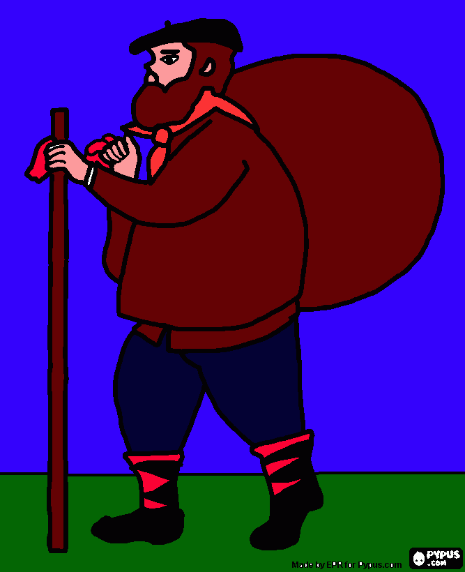 Olentzero pañue para colorear, Olentzero pañue para imprimir